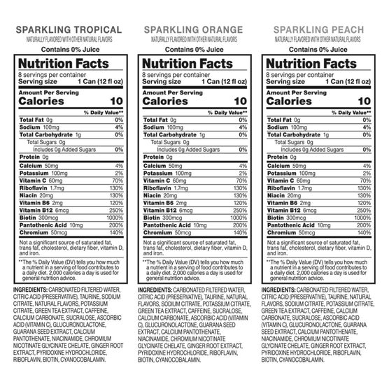 Kirkland Signature Sparkling Energy Drink, Sugar Free, Variety Pack, 12 ...
