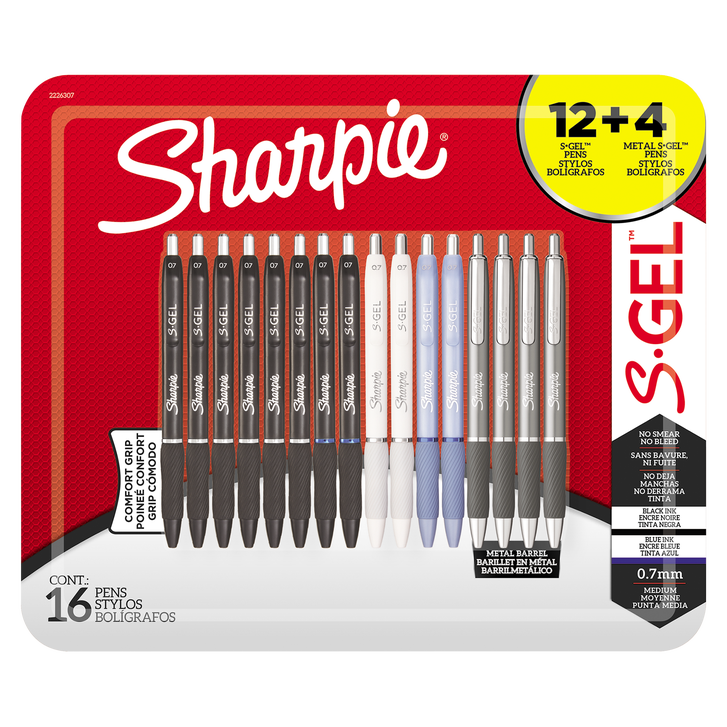 Sharpie S-Gel Retractable Gel Pen, Medium Point 0.7mm, Black and Blue ...