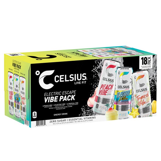 CELSIUS Vibe Energy Drink, Variety Pack, 12 fl oz, 18 ct | Costco
