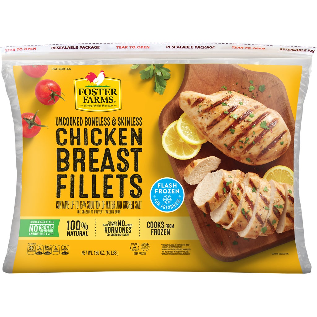 Foster Farms Chicken Breasts, Boneless Skinless, 10 lbs | Costco