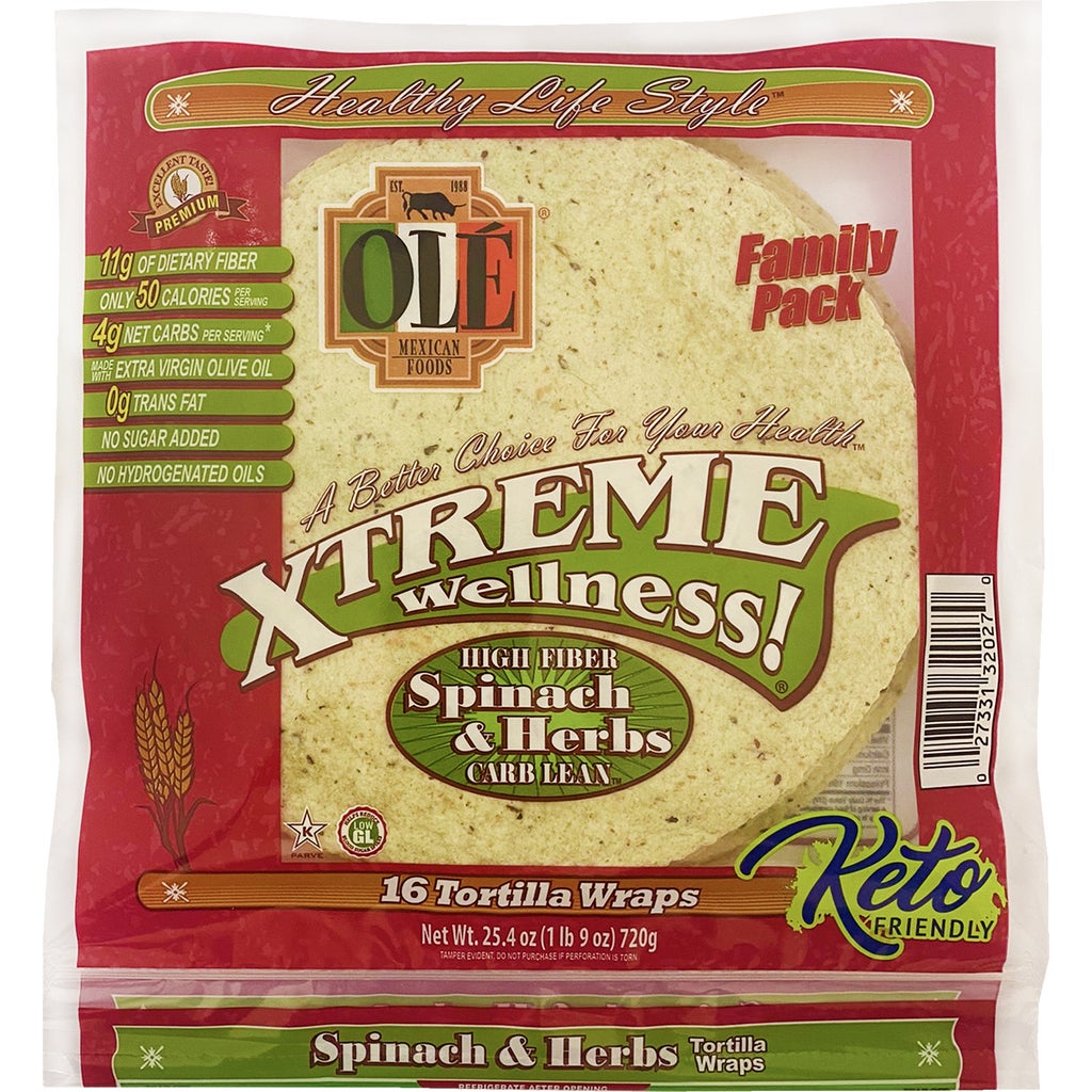 Olé Mexican Foods Xtreme Wellness Spinach & Herbs Tortilla Wraps, 16 ct ...