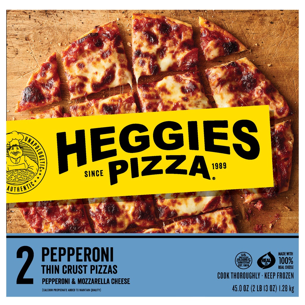 Heggies Pepperoni Pizza, Thin Crust, 23 oz, 2 ct | Costco