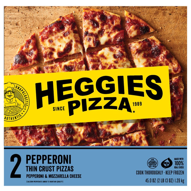 Heggies Pepperoni Pizza, Thin Crust, 23 oz, 2 ct | Costco