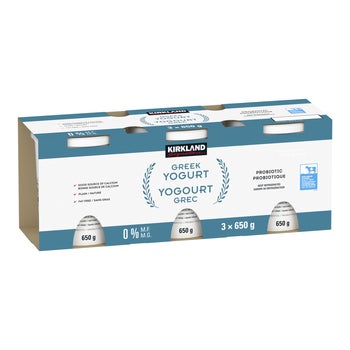 Kirkland Signature Fat-free Greek Yogurt, 3 × 650 g | Costco