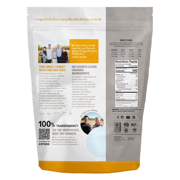One Degree Organic Rolled Oats, Sprouted, 80 oz | Costco